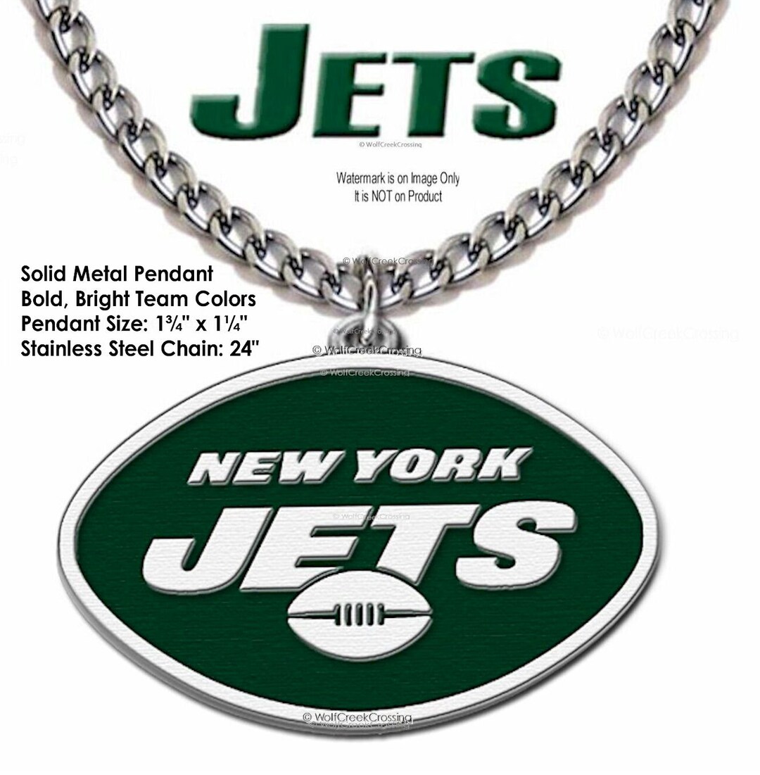 LARGE New York Jets Stainless Steel 24 Necklace Football Sports ...
