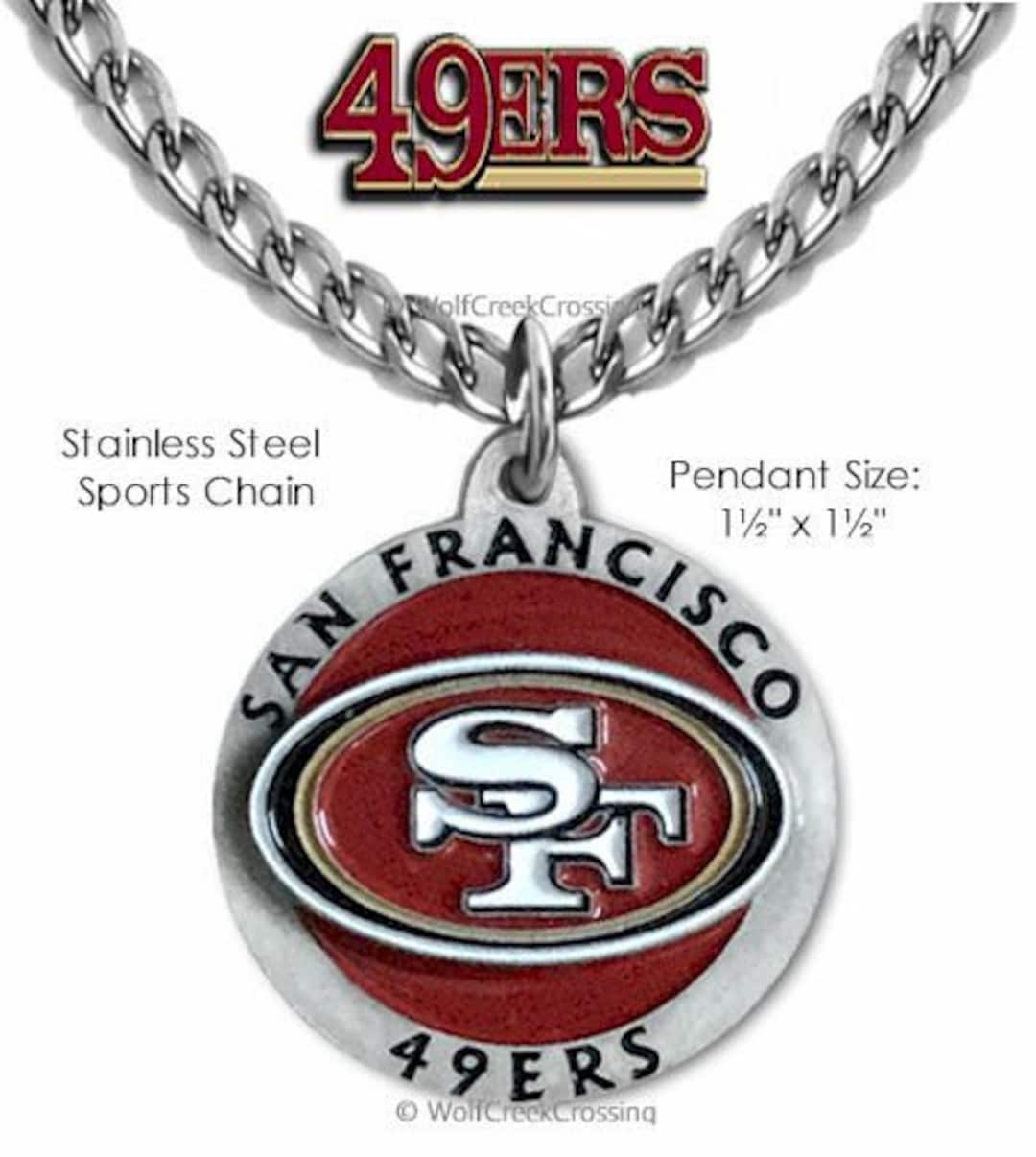 LARGE San Francisco 49ERS Necklace Stainless Steel Chain choose Your ...