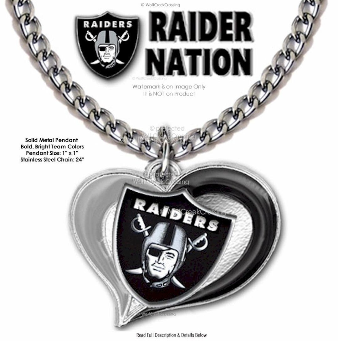 LOVE Las Vegas RAIDERS Stainless Steel Chain Necklace Heart Football ...