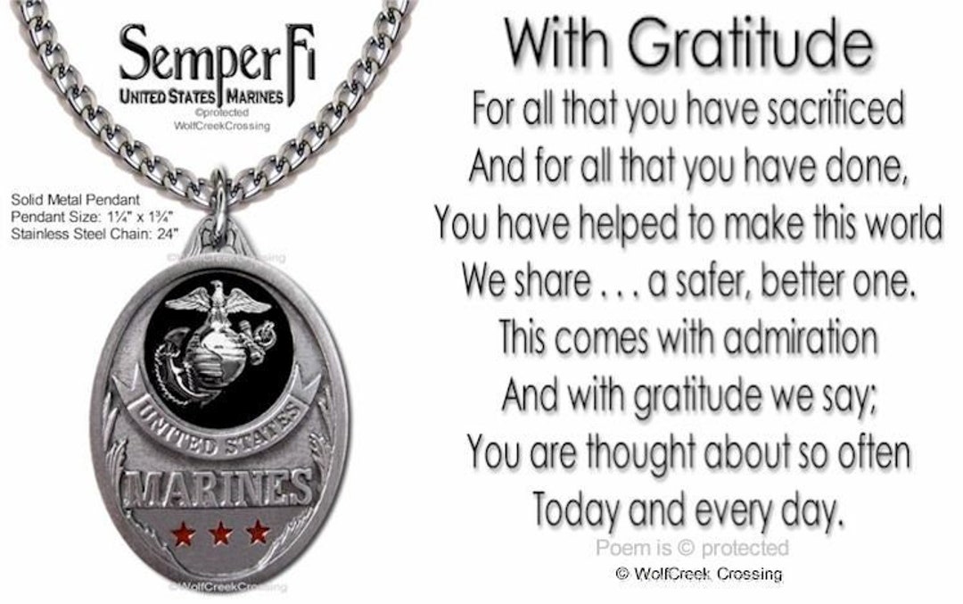 Large United States Marines Necklace Stainless Steel Chain DISCONTINUED ...
