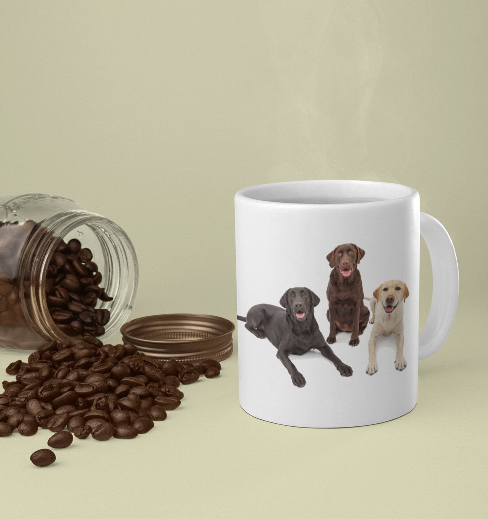 Labrador Print Mug, Featuring a Black Lab, Chocolate Lab & Yellow Lab ...