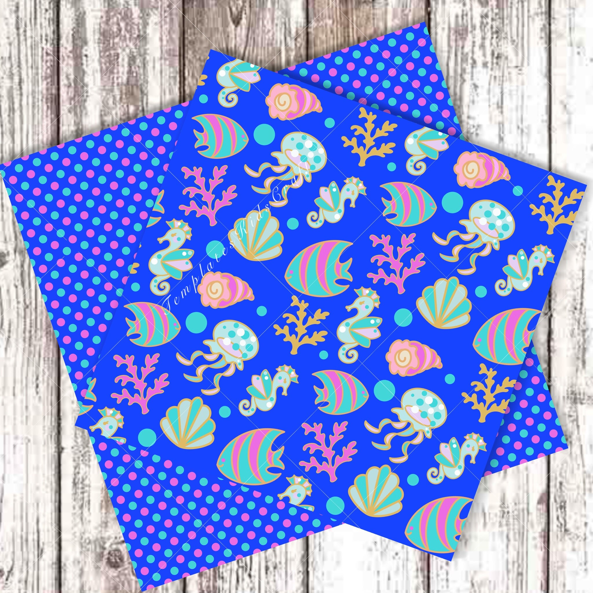 Under the Sea Digital Paper Nautical Scrapbook Ocean | Etsy UK