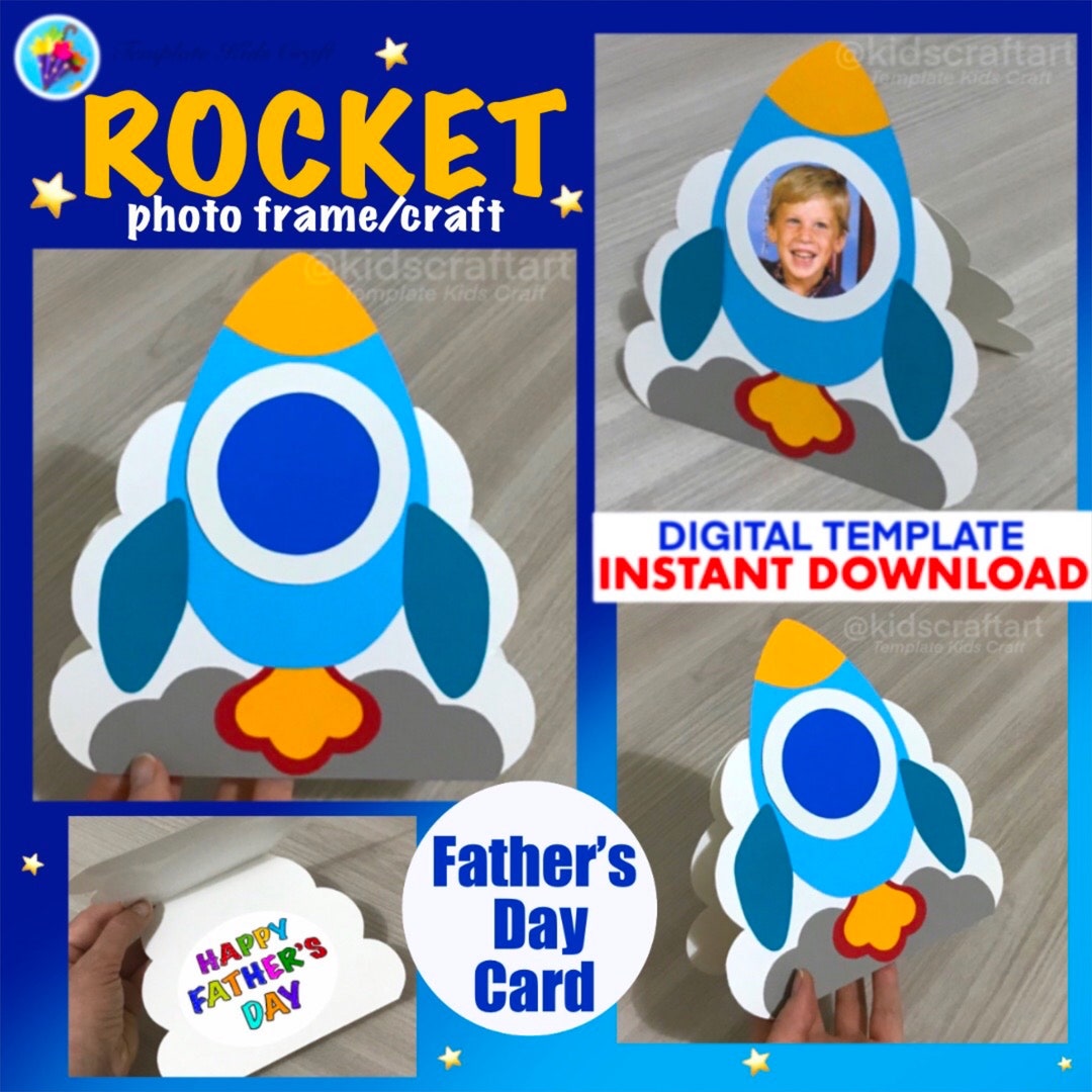 Printable Space Rocket Craft Fathers Day Card Outer Cosmic Ship Gift ...