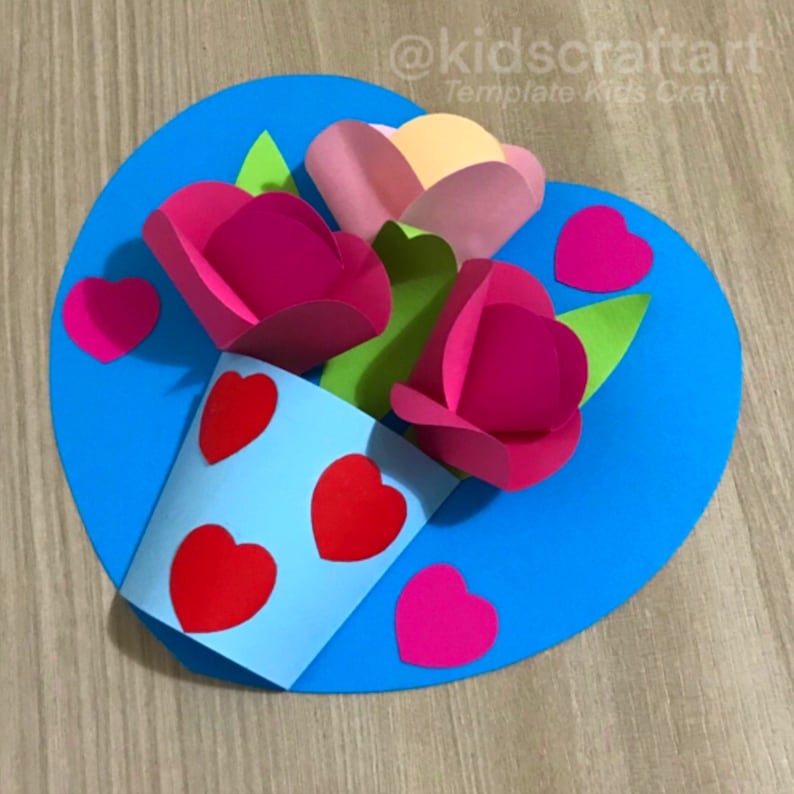 Mothers Day Card Printable 3D Flower Heart Valentines Day - Etsy