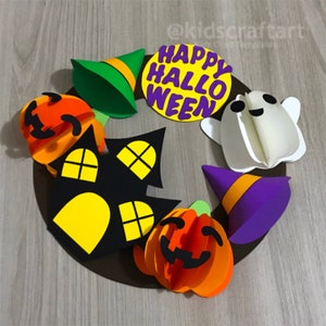 Printable Happy Halloween Wreath Decoration Craft for Kids - Etsy