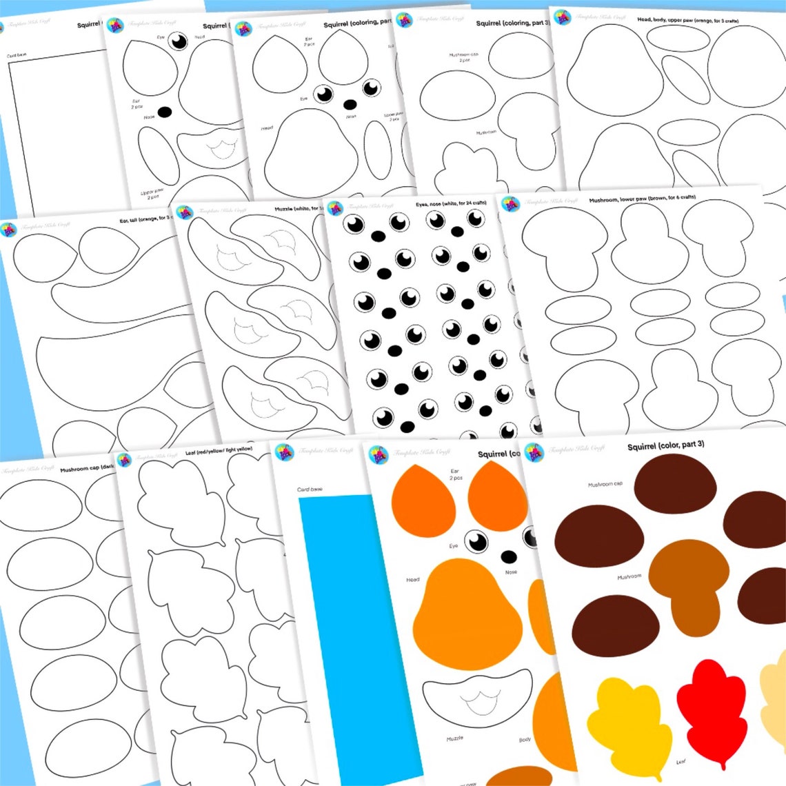 Printable Fall Squirrel Craft Kits for Kids Autumn Forest - Etsy