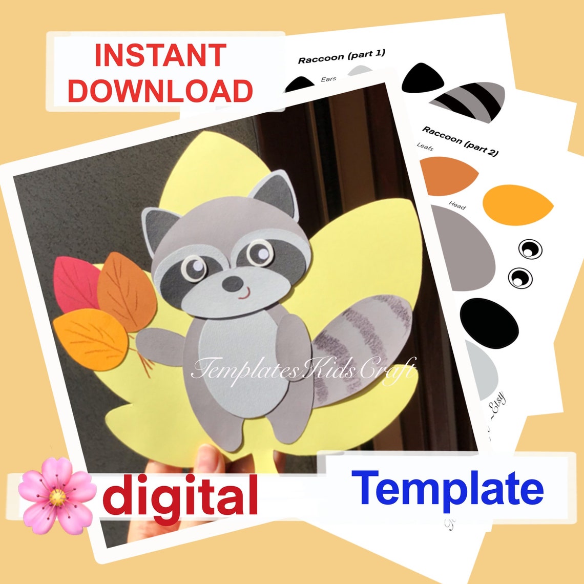 Printable Raccoon Craft Fall Craft for Kids Cute Animals Craft - Etsy ...