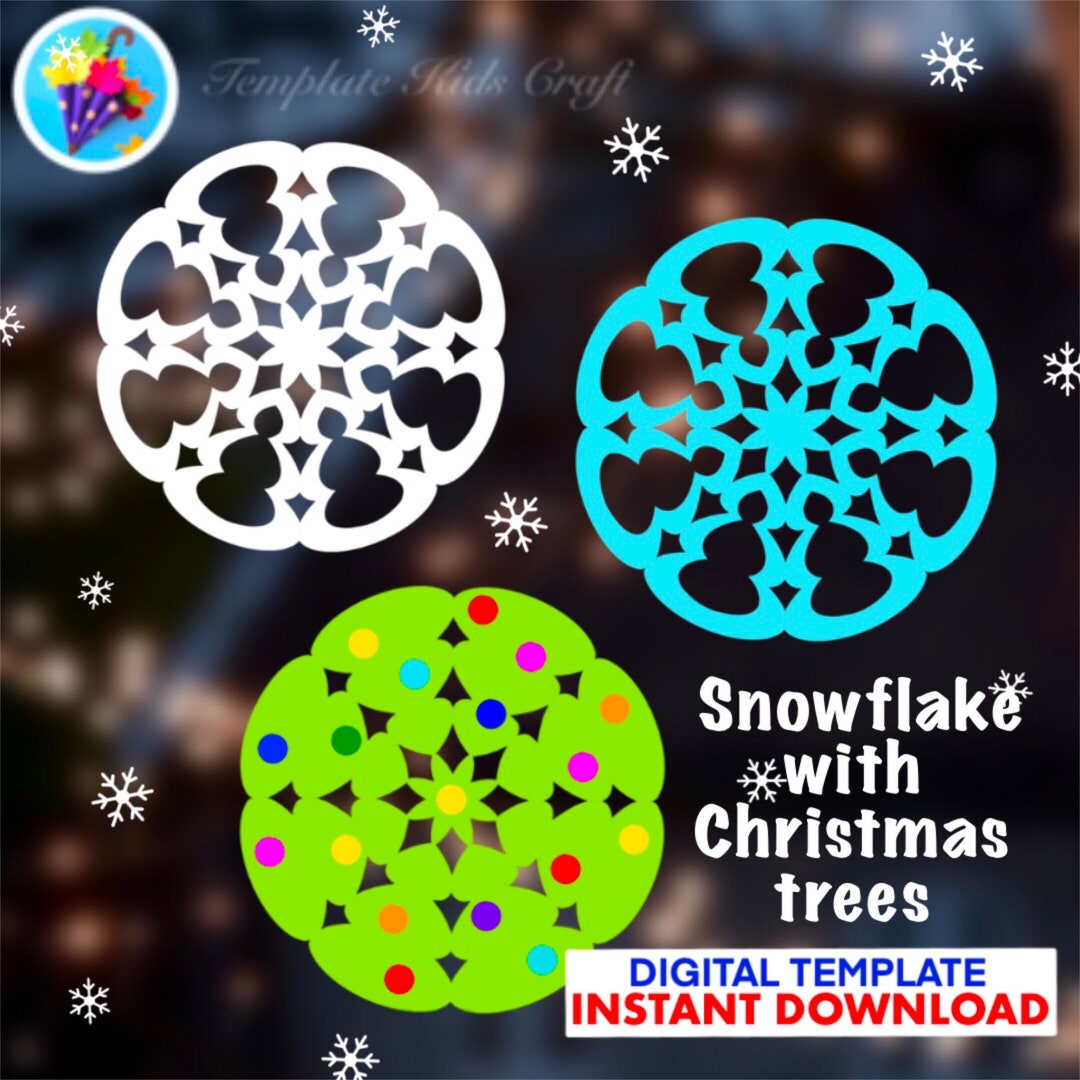 Printable Paper Snowflake Template Christmas Tree Craft Decoration for ...