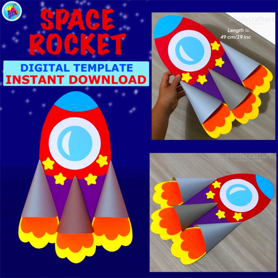 Big Rocket Craft Space Universe Birthday Party Decoration Printable ...