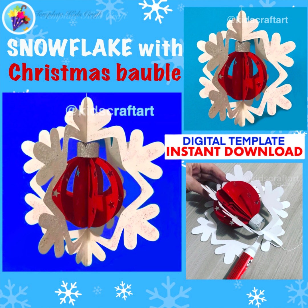 Printable Snowflake Christmas Bauble Paper Craft for Kids Adult Garland ...