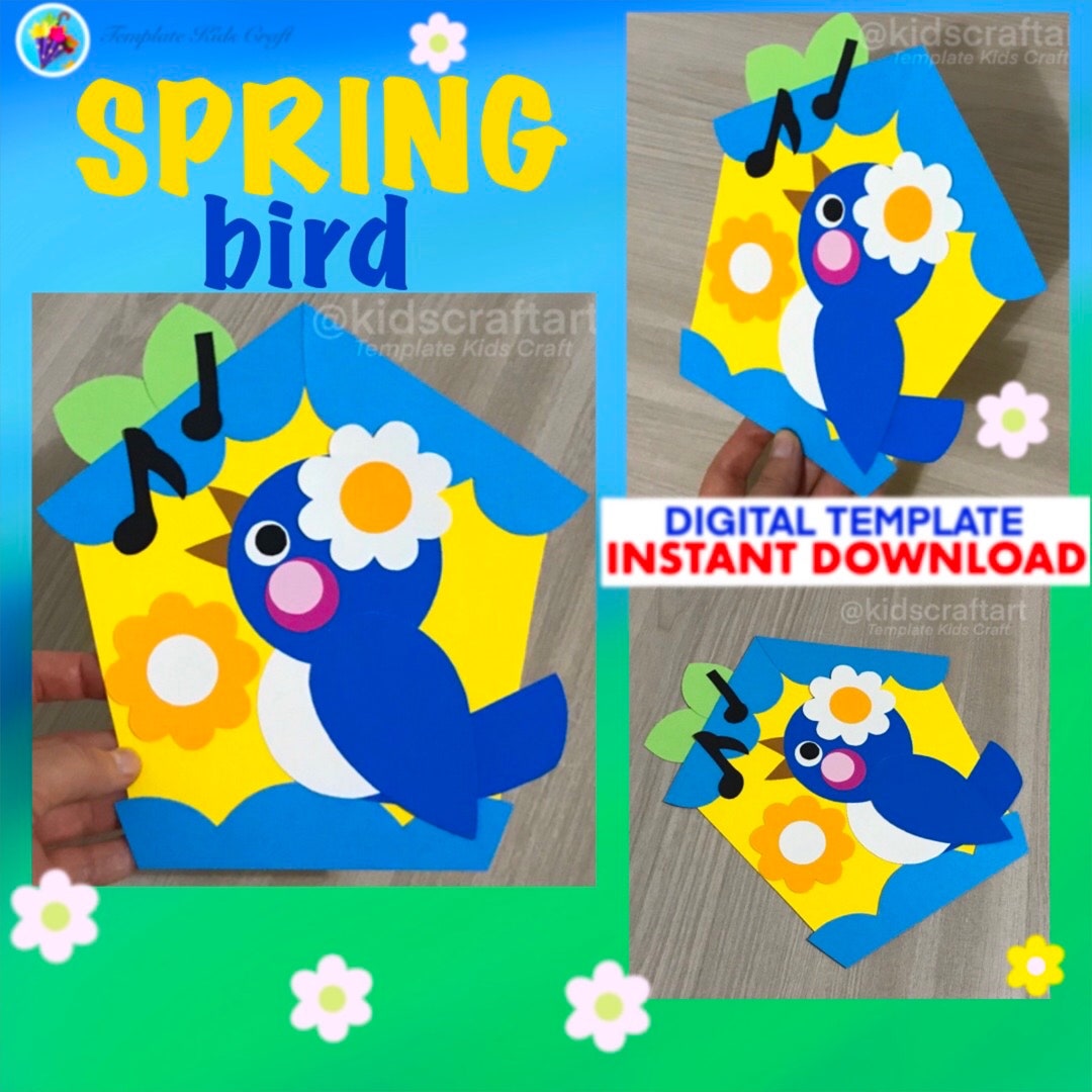 Printable Spring Bird Craft for Kids Toddlers Summer Flower - Etsy UK