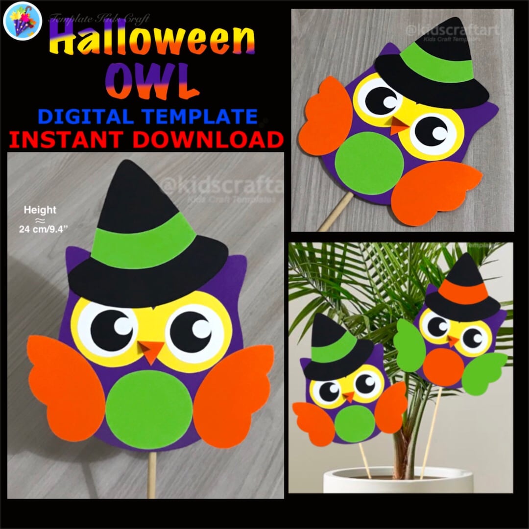 Printable Halloween Owl Craft for Kids Fall Autumn October - Etsy Israel