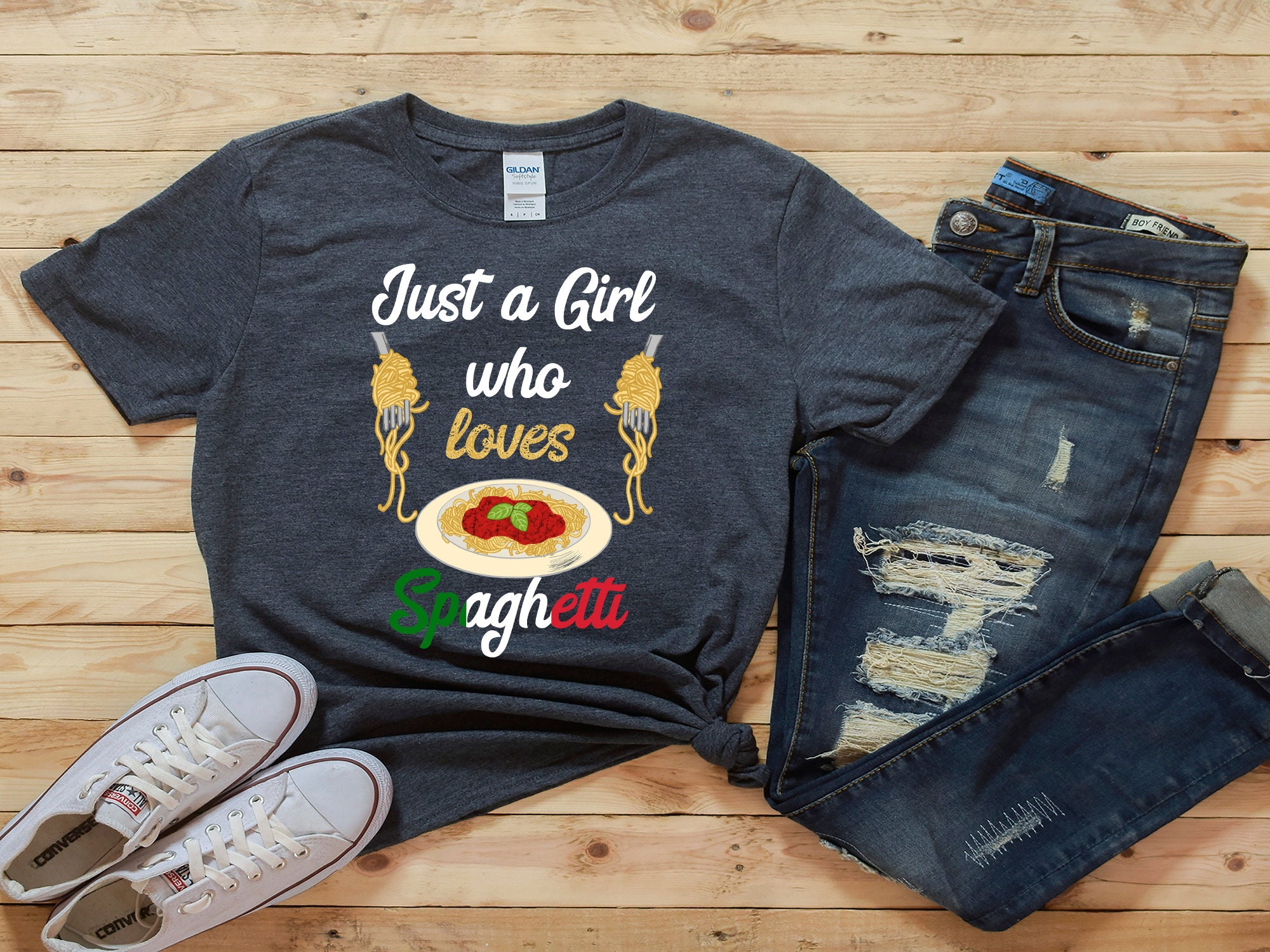Spaghetti Shirt, Italian Pasta Shirt, Italian Noodle Shirt, Just A Girl ...