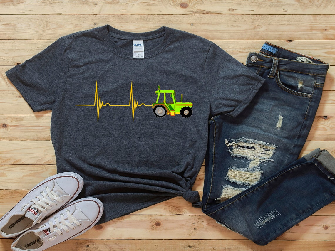 Tractor Heartbeat Shirt Farm Tractor T Tractor Birthday Etsy