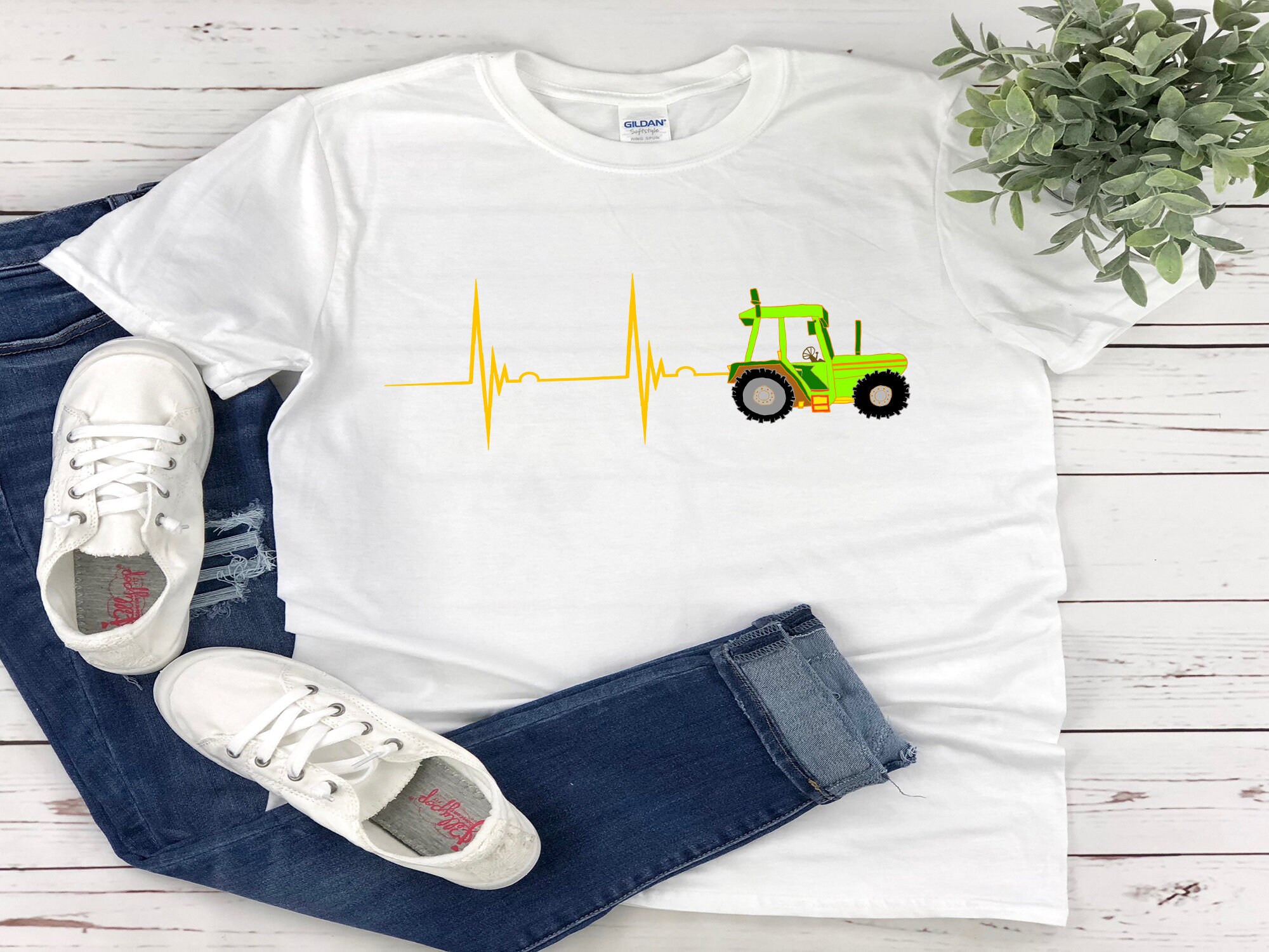 Tractor Heartbeat Shirt Farm Tractor T Tractor Birthday Etsy