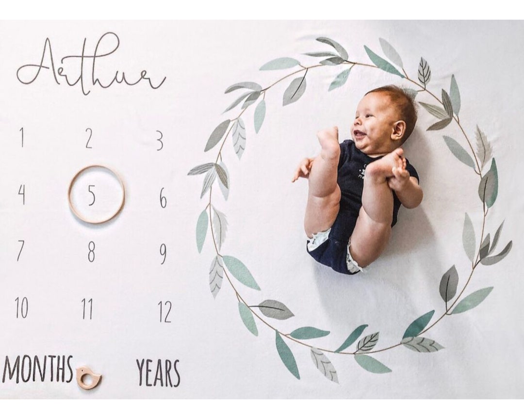 Foliage Milestone Blanket Baby Age Blanket Milestone Mat - Etsy