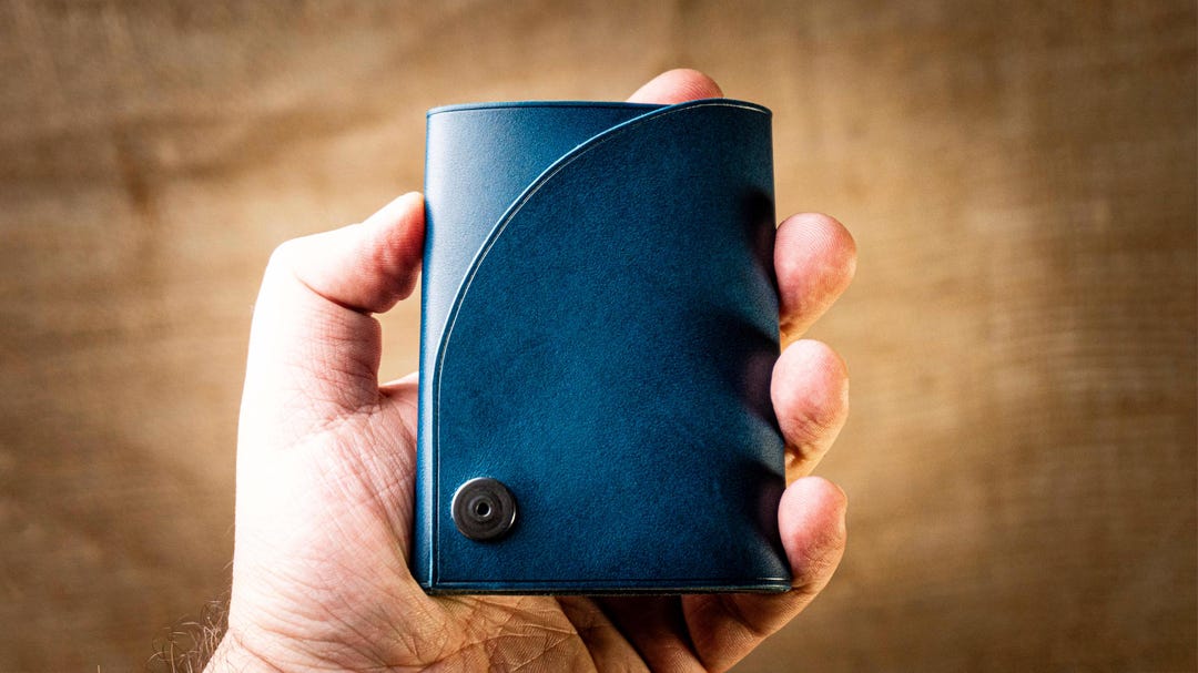 Blue Buttero Personalized Leather Cardholder Wallet, Minimalist Slim ...