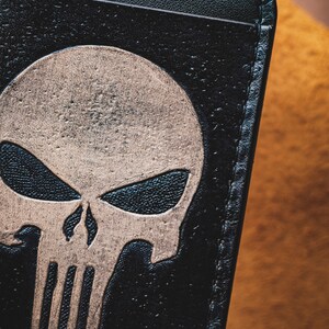 Handmade Punisher Black Leather Wallet, Gift for Him - Etsy