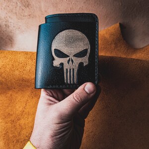 Handmade Punisher Black Leather Wallet, Gift for Him - Etsy