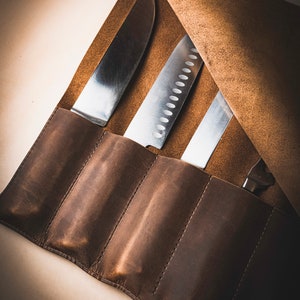 Leather Knife Roll, Chef Knife Roll, Tooll Roll, Personalized Leather ...