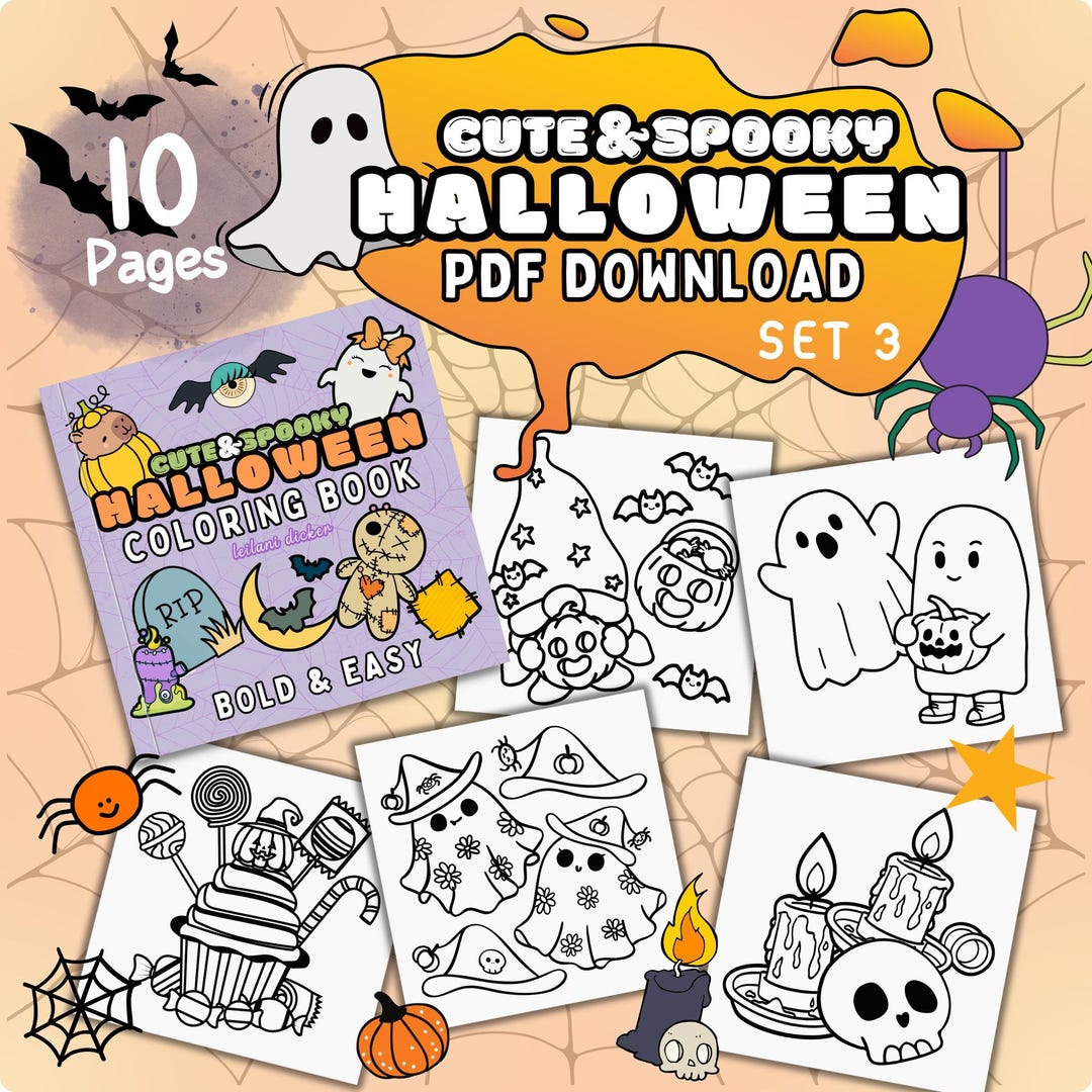 Halloween Coloring Pages | 10 Cute Spooky Designs | Perfect for Parties ...