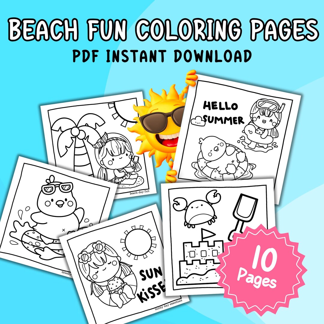 Fun Beach Coloring Pages | 10 Easy Printable Summer Designs for Kids ...
