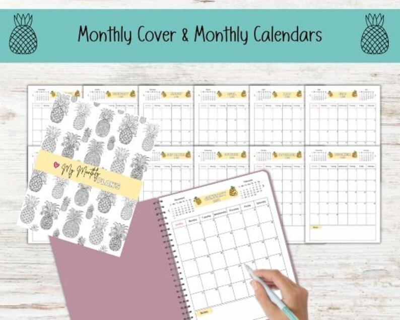2024 Pineapple-themed Planner, Printable Calendar, Coloring Pages ...