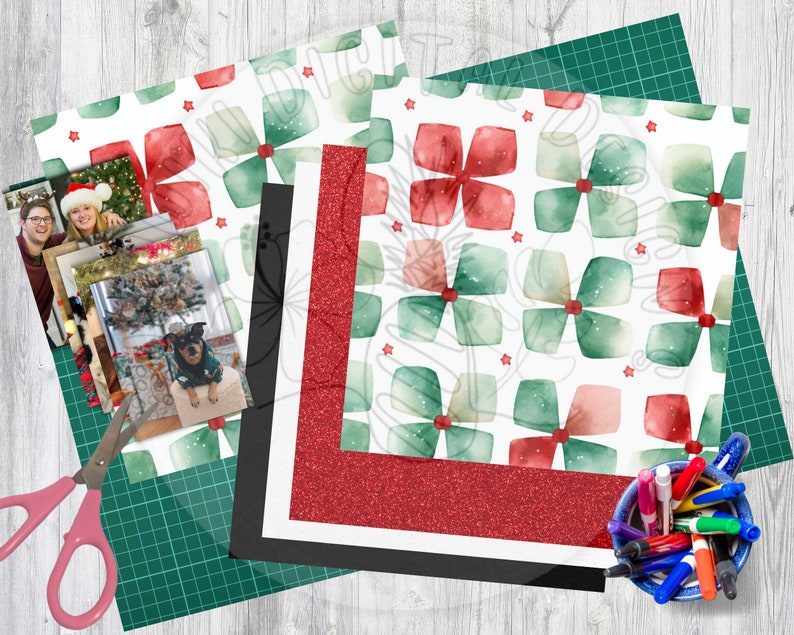 Christmas Digital Paper Red holiday Scrapbook Paper Santa Backgrounds ...