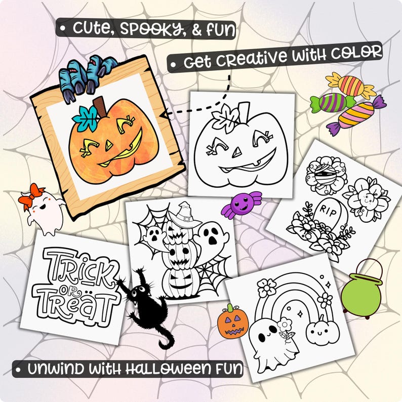 Halloween Coloring Pages | 10 Cute Spooky Designs | Perfect for Parties ...