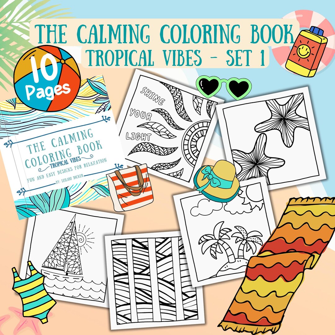 Tropical Coloring Pages Printable | Relaxing Beach and Summer Designs ...