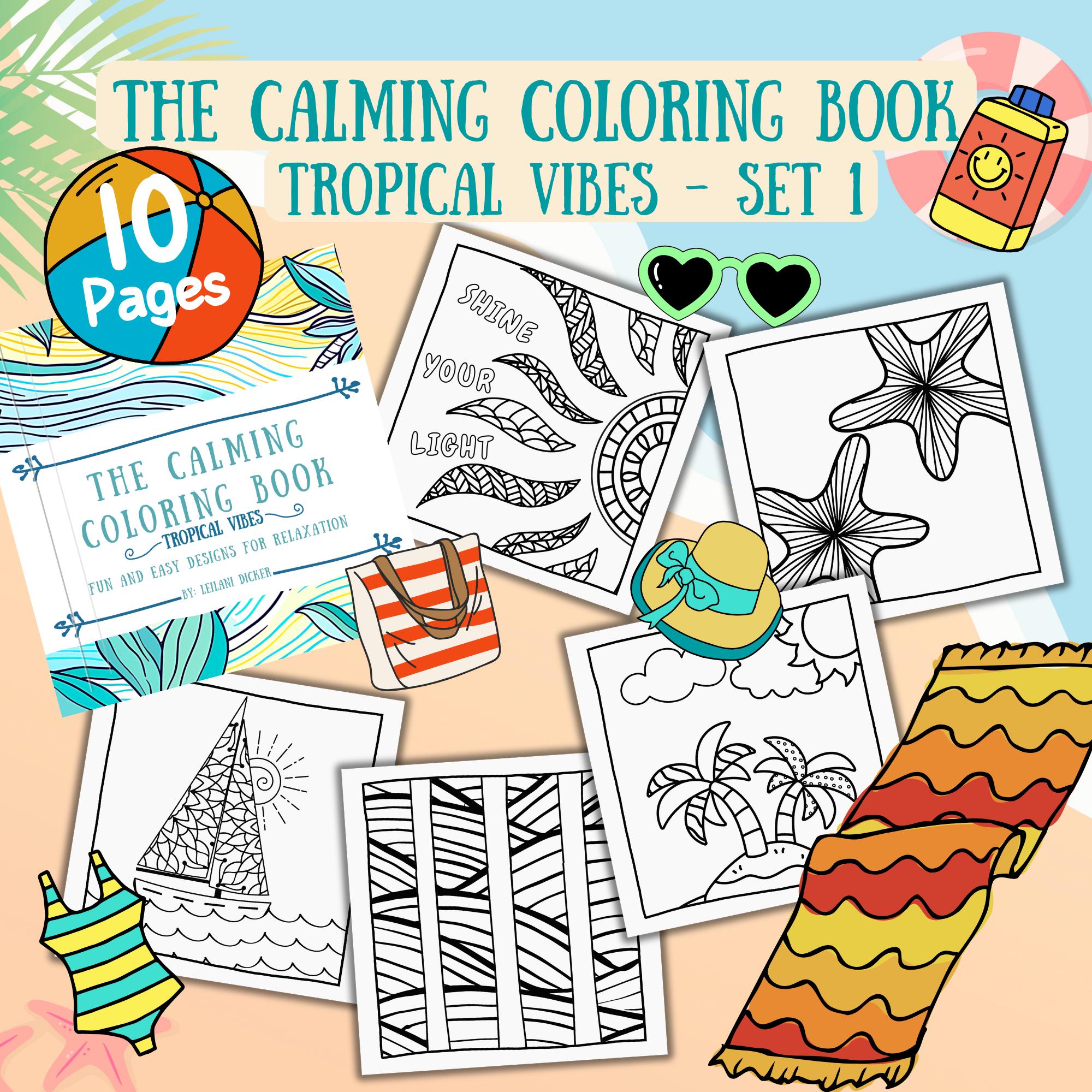 Tropical Coloring Pages Printable | Relaxing Beach and Summer Designs ...