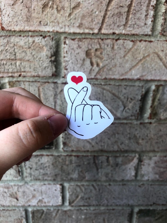 Finger Heart Sticker - Etsy