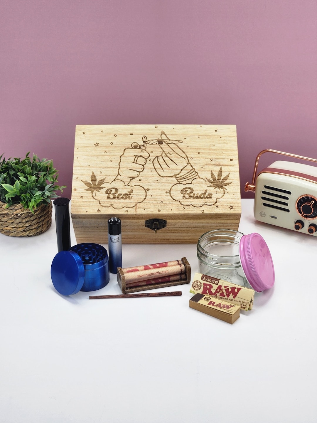 Best Buds Weed Stash Box Set Lighter & Joint Stash Box, Smoking Gift ...