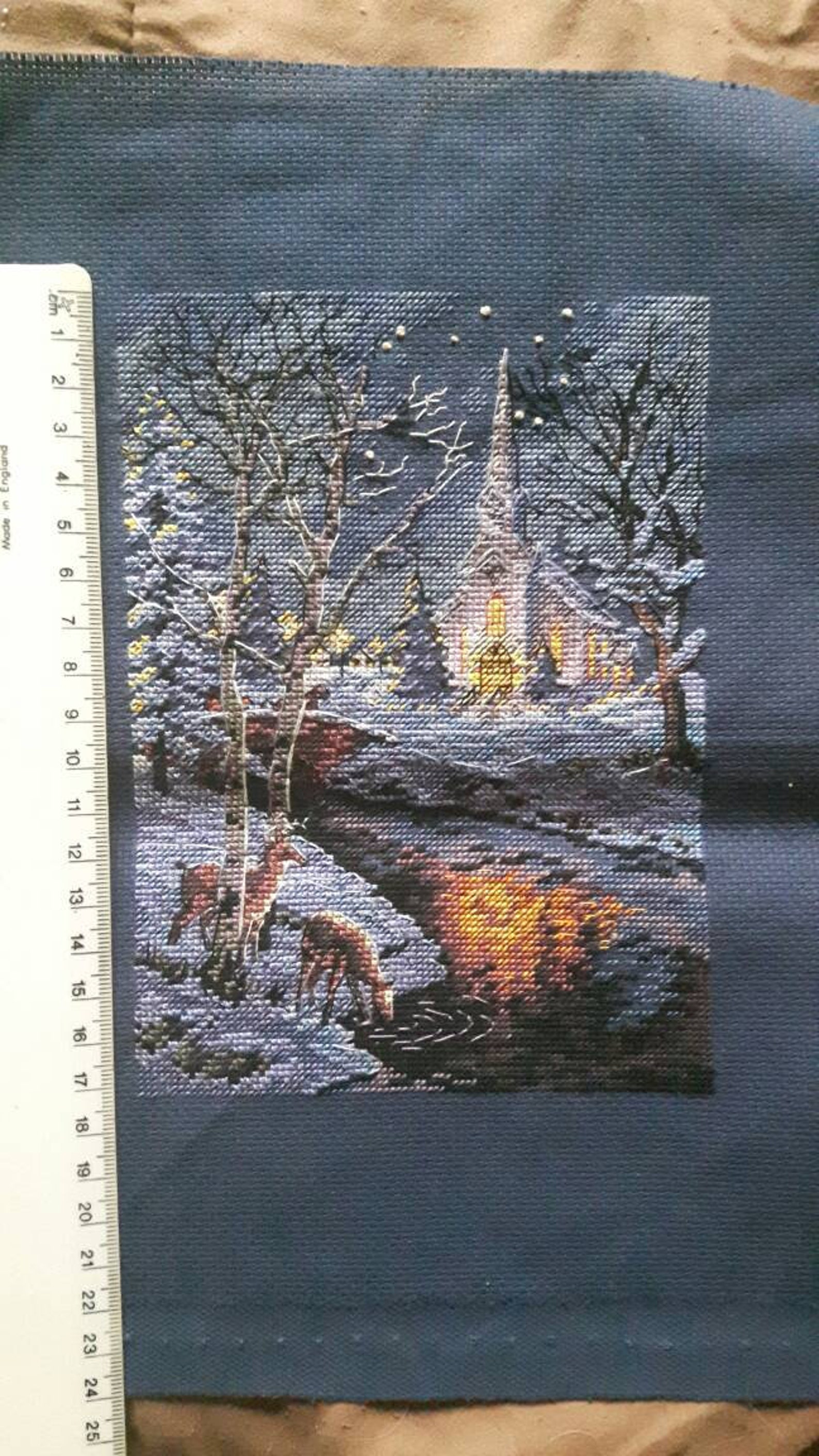 Cross stitch Woodland Snow Scene - Etsy 日本