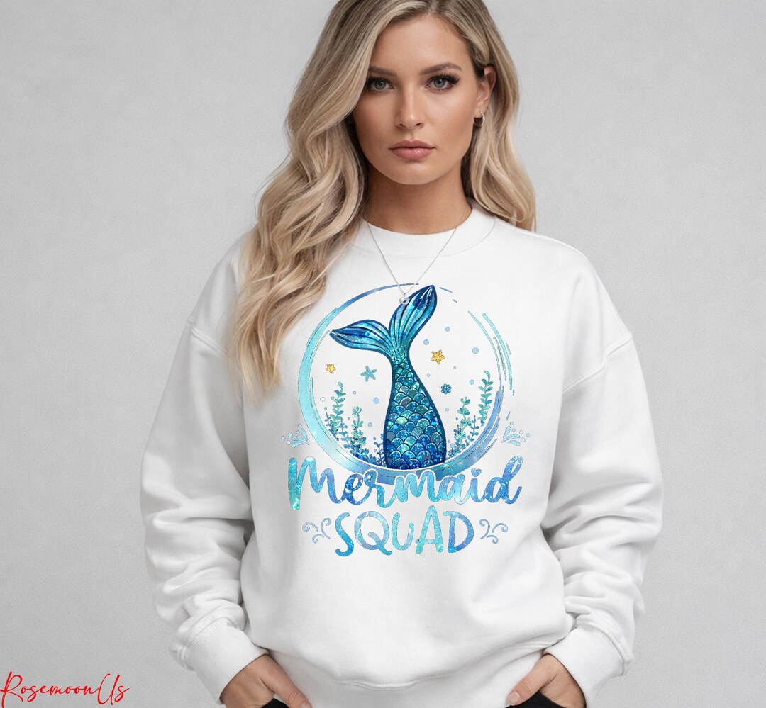 Mermaid Squad Sweatshirt, Mermaid Party Hoodie, Family Birthday Party ...