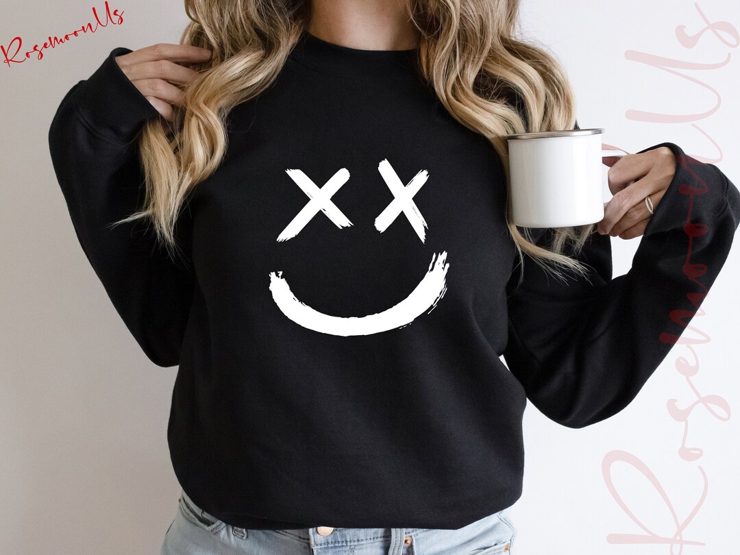 Smile Face Sweatshirt, Happy Face Crewneck, Happy Sweater, Smile ...