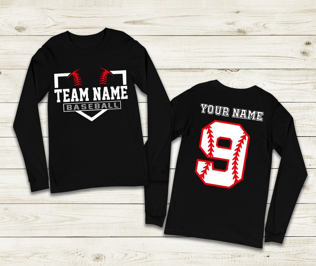 Custom Baseball Long Sleeve, Baseball Numbers Long Sleeve, Personalized ...