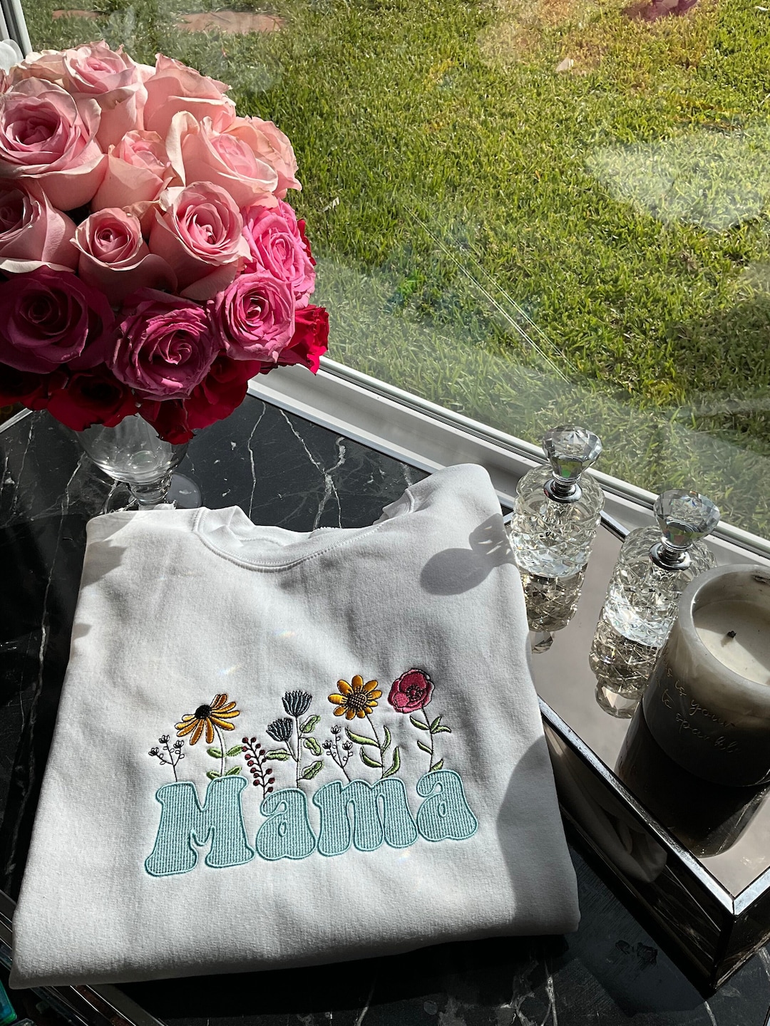 Embroidered Mama Sweatshirt, Mama Crewneck, New Mom Gift, Embroidered ...