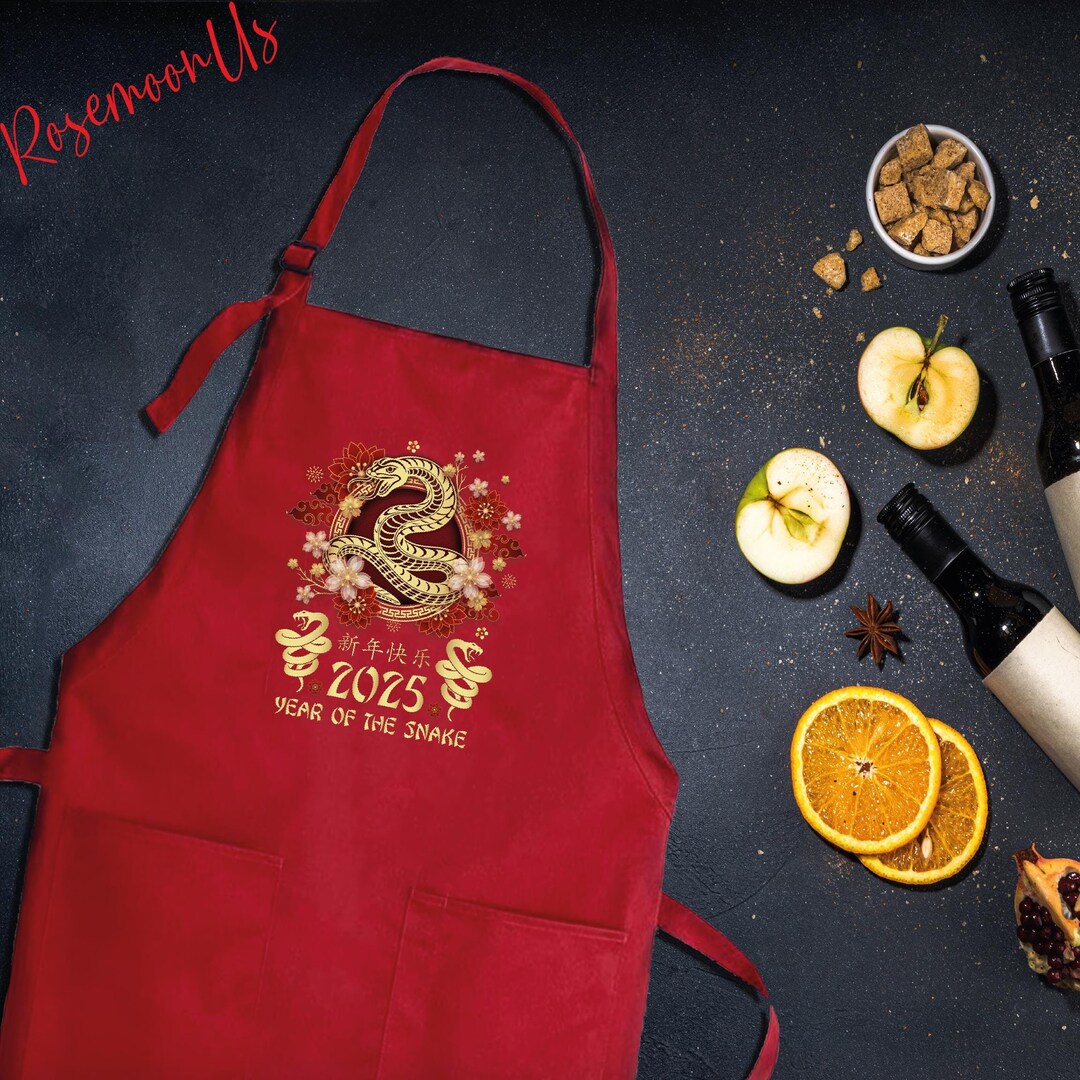Chinese New Years Apron, Lunar New Year Apron, 2025 Year 0f the Snake ...