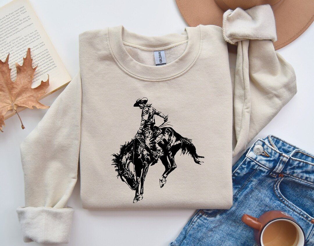 Cowboys Western Sweatshirt, American Western Graphic Crewneck, Rodeo ...