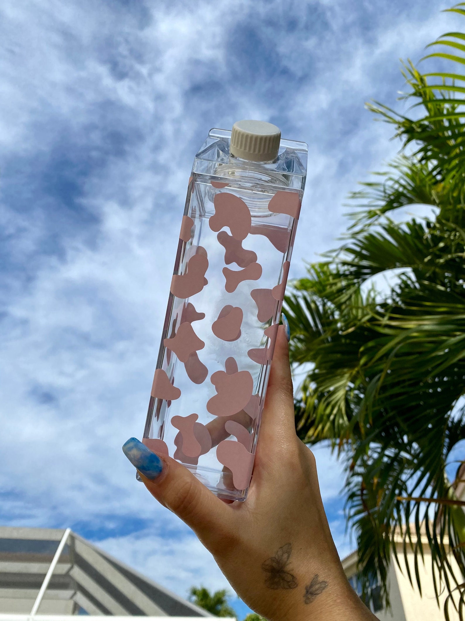 Cow Print Milk Carton Baby Pink Baby Blue and Black Water - Etsy