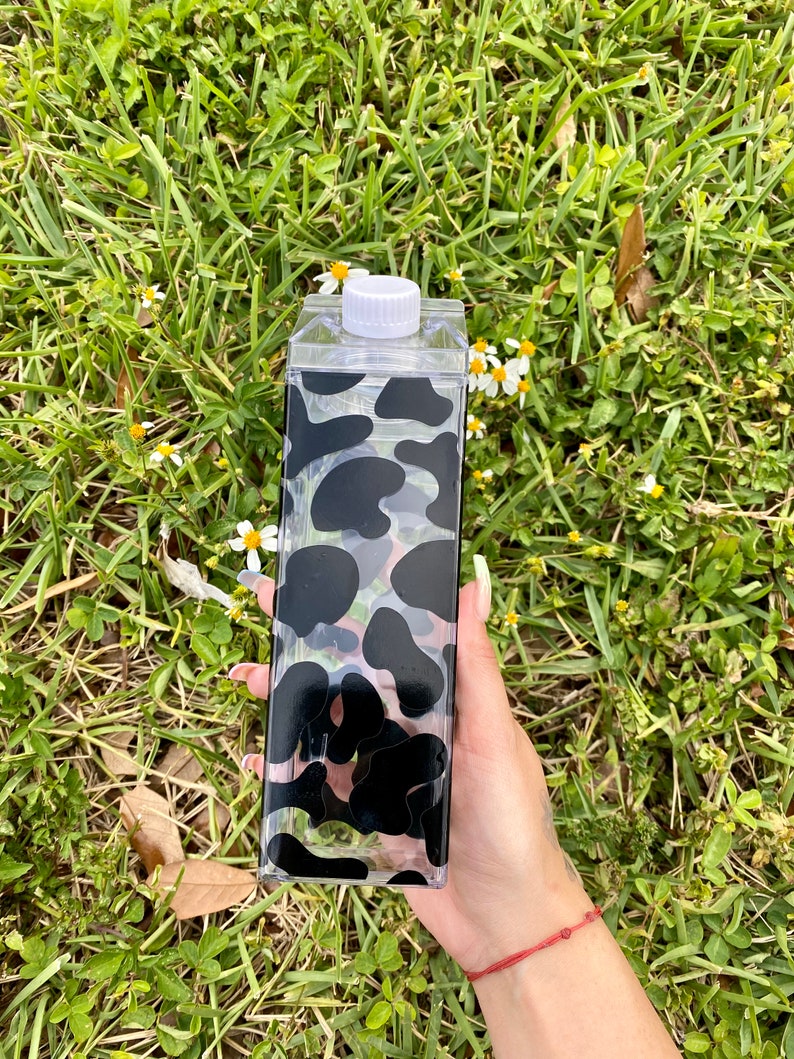 Cow Print Milk Carton | Baby Pink, Baby Blue and Black | Water Bottle ...