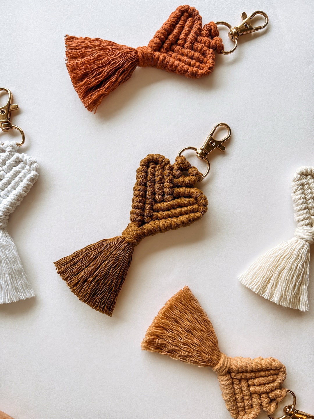 Macrame Heart Keychains / Boho Keychains / Valentines Day Gift ...