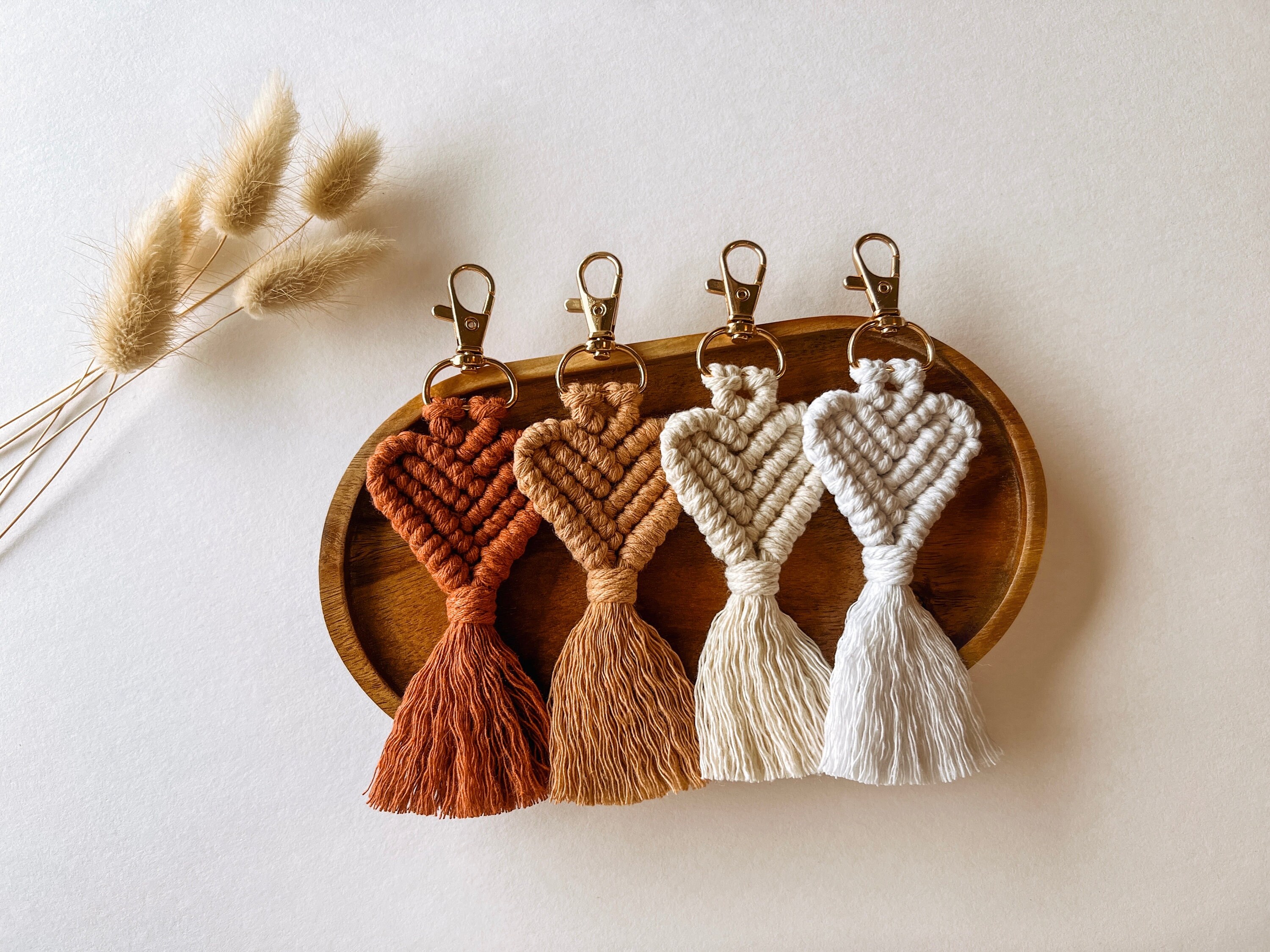 Macrame Heart Keychains / Boho Keychains / Valentines Day Gift ...