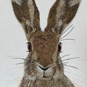 Large Hare Framed Embroidered Textile Art Handmade in the Yorkshire ...