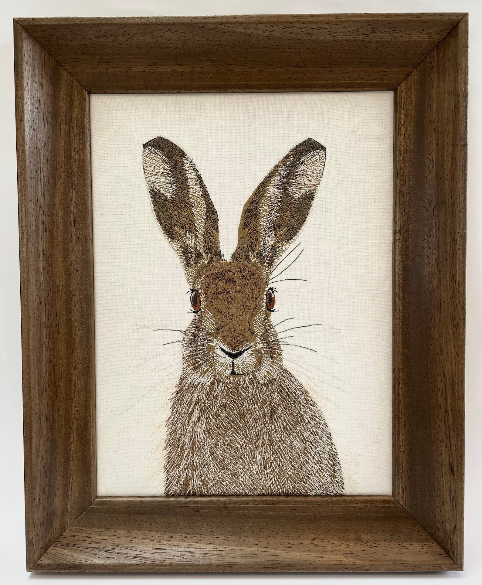 Large Hare Framed Embroidered Textile Art Handmade in the Yorkshire ...