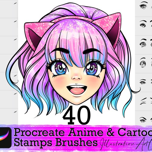 Procreate 80 Nose Stamp Brush Portrait Manga Kawaii Cartoon | Etsy