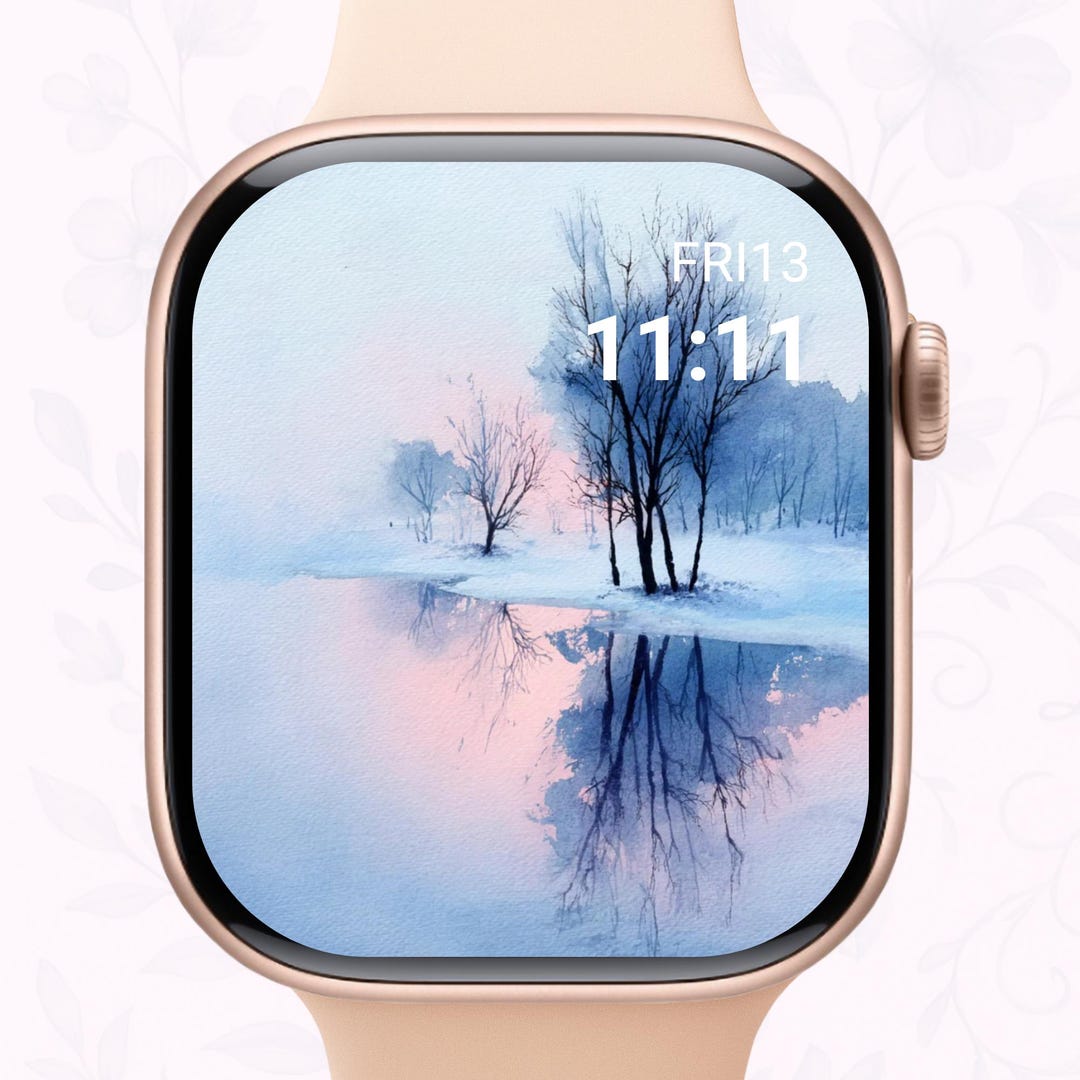Snow Reflections Apple Watch Wallpaper - Winter Watch Face - Etsy