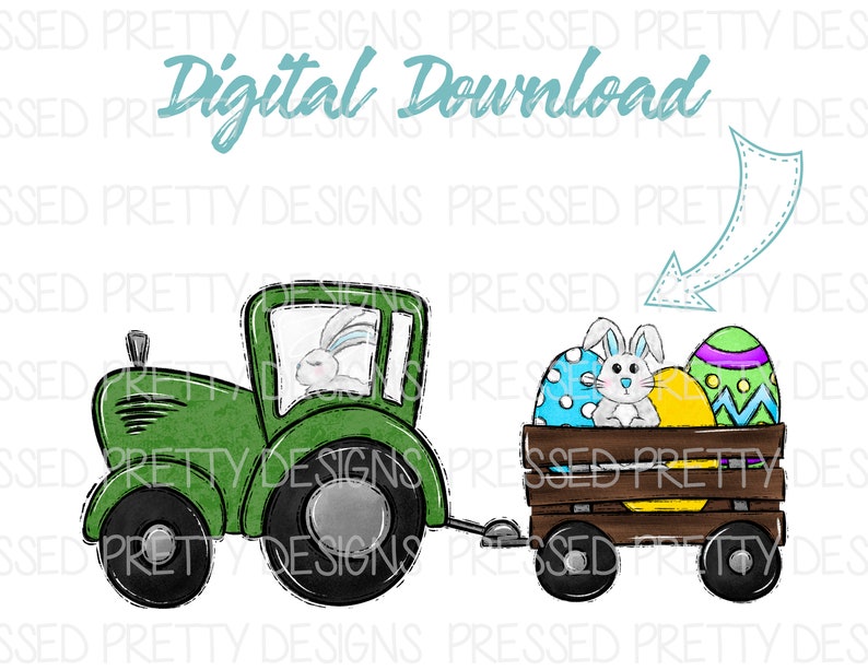 Easter Tractor PNG, Easter Sublimation PNG, Boys Tractor Design, Kids ...