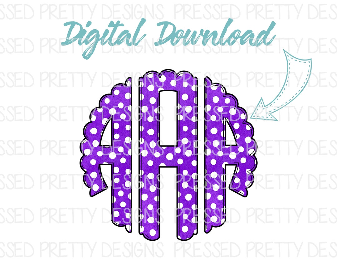 Scallop Monogram PNG, Purple Polka Dot Font, Monogram Font, Full ...